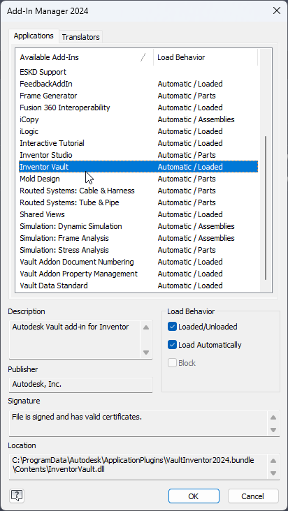 Autodesk Vault ribbon in Autodesk Inventor disappears