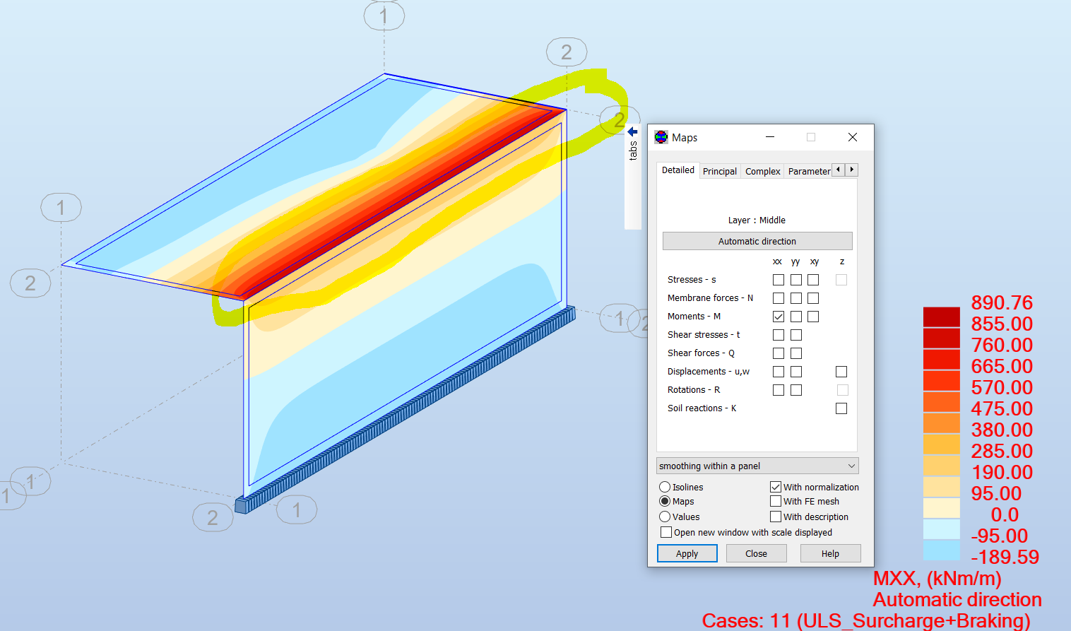 Are bending moments peak values along concrete slab supported edges realistic for dimensioning ...