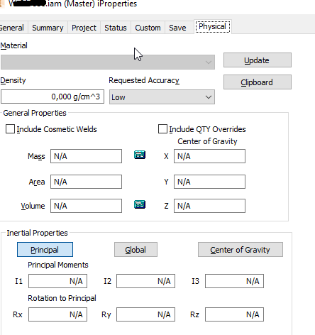 Inventor weight information get lost after releasing assembly in Vault