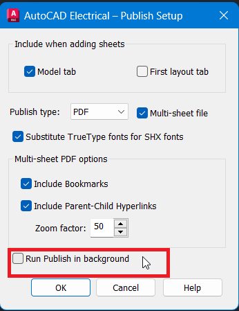 Slow publishing project to multi-sheet PDF in AutoCAD Electrical