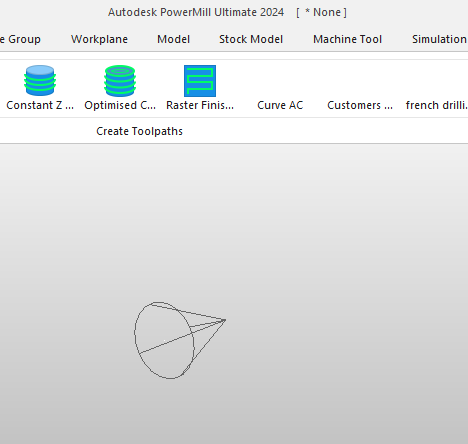 在 PowerMill 2024 中使用“创建孔”命令时获取圆锥特征