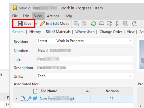 Vault refers and pushes old data after updating Inventor Part Number and Description
