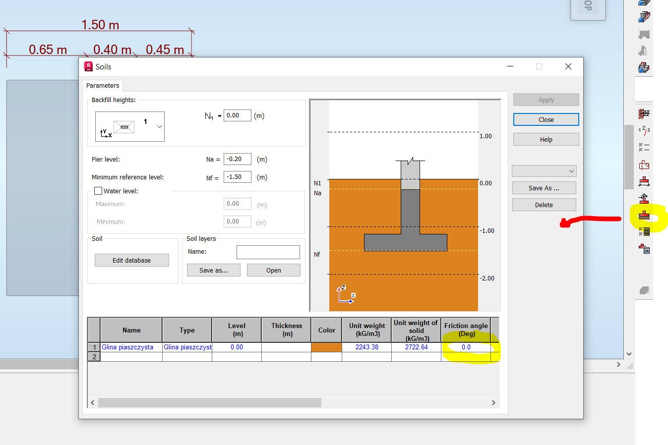 It is not possible to define internal friction angle for soil while provided reinforcement ...