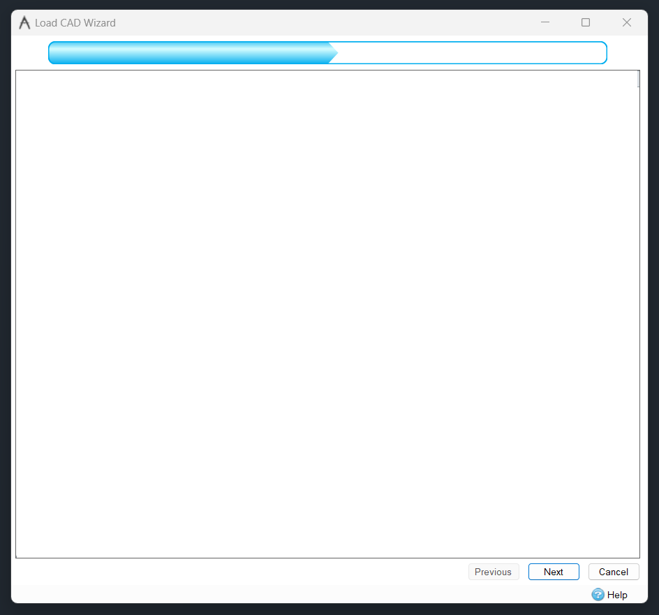 Missing dialogue prompts in Load CAD Wizard in InfoDrainage