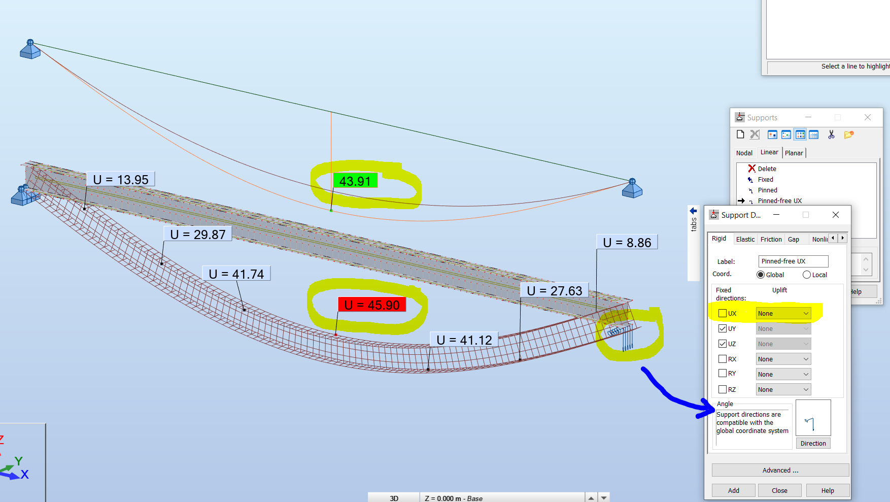Different deflections for beam simulated by member and finite elements ...