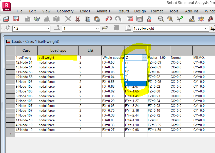 How to check if gravity load is applied in required direction in Robot ...