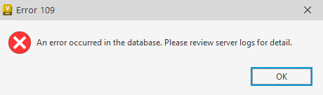 « Erreur 109 Une erreur s’est produite dans la base de données » dans ...