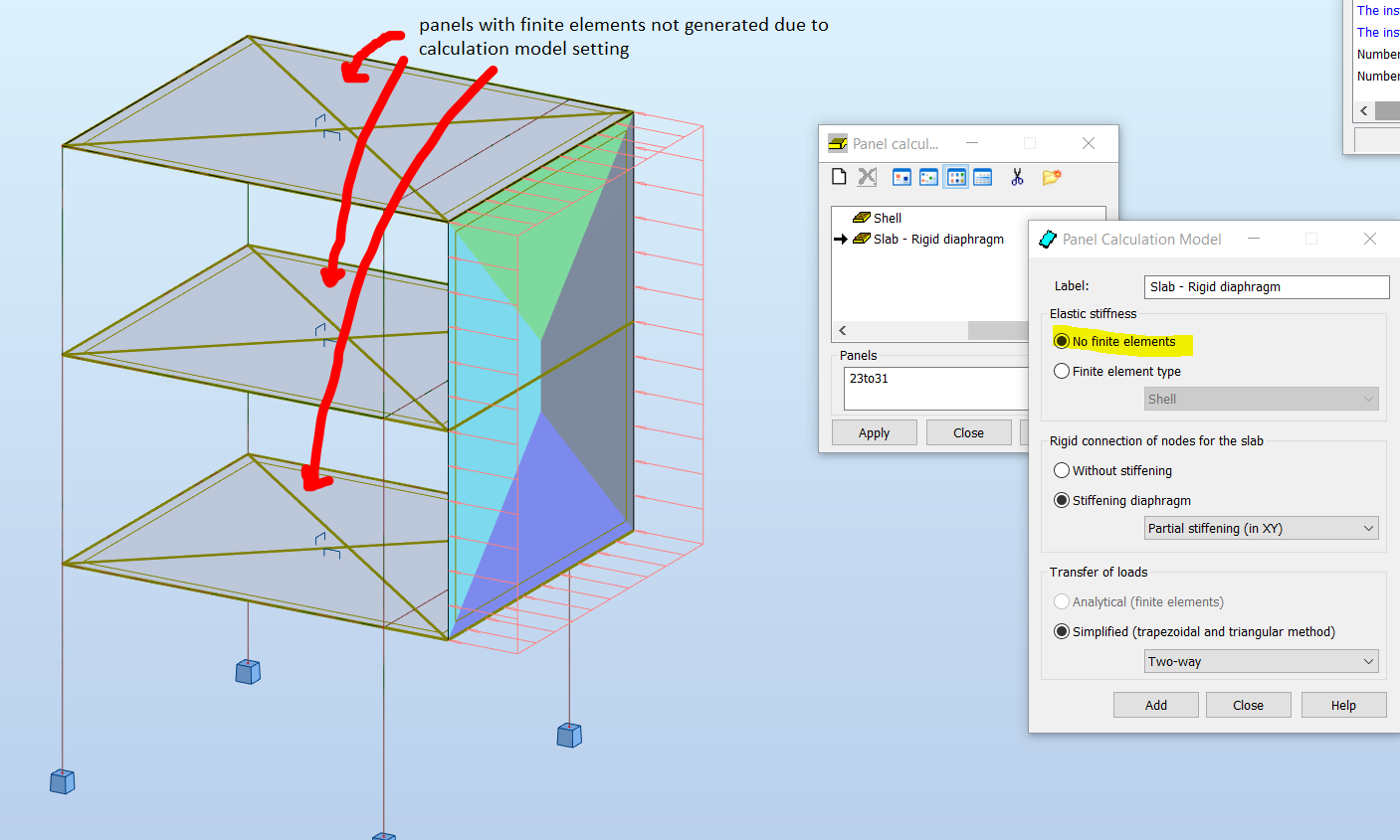 Loads not transferred to bars or panel edges, defined in claddings or panels plane in Robot ...