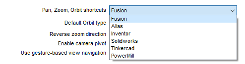 How to set custom navigation commands in Fusion 360