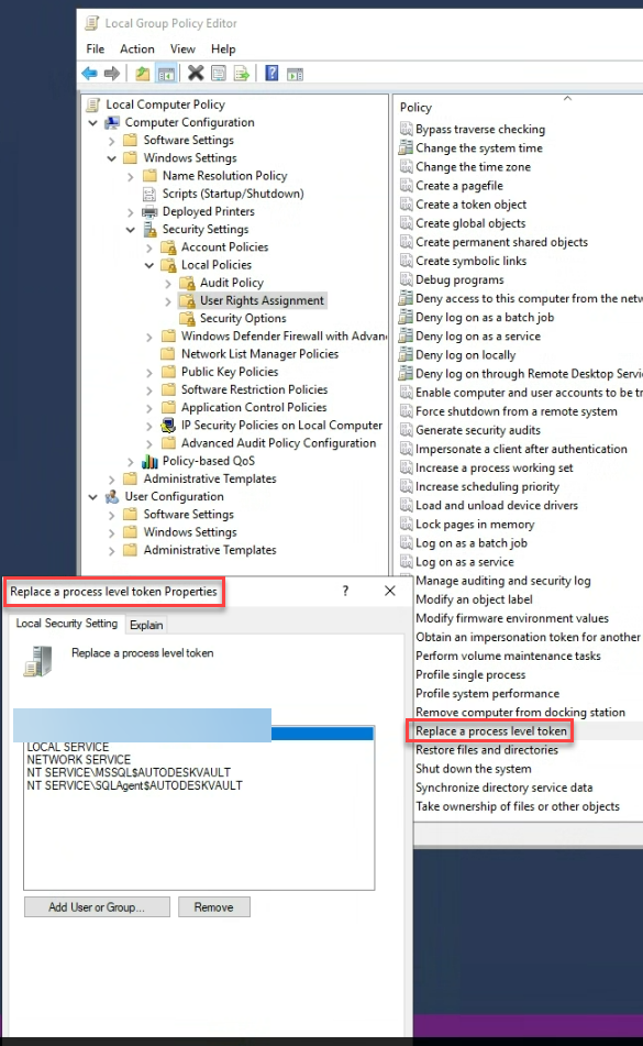 "A required privilege is not held by the client..." in Vault transactional SQL Agent Job