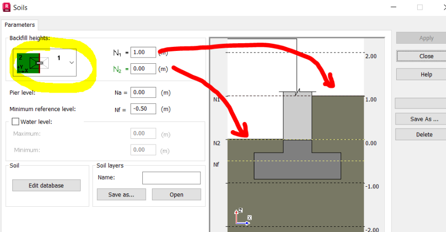 What is the use of backfill heights parameters while footing design in Robot Structural Analysis