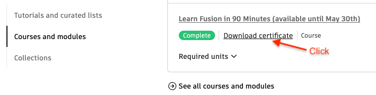 How to download a course completion certificate