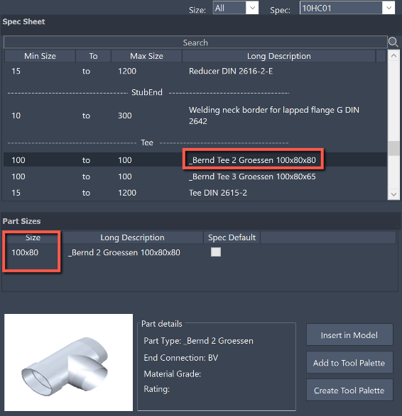 AutoCAD Plant 3D Spec Viewer shows only two sizes for tees with 3 ports, which have only two ...