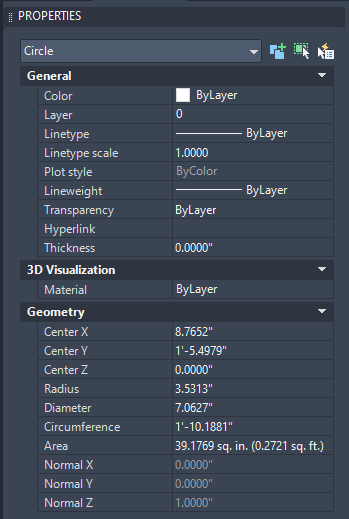 Modify Unit of Area in Properties Palette in AutoCAD Products