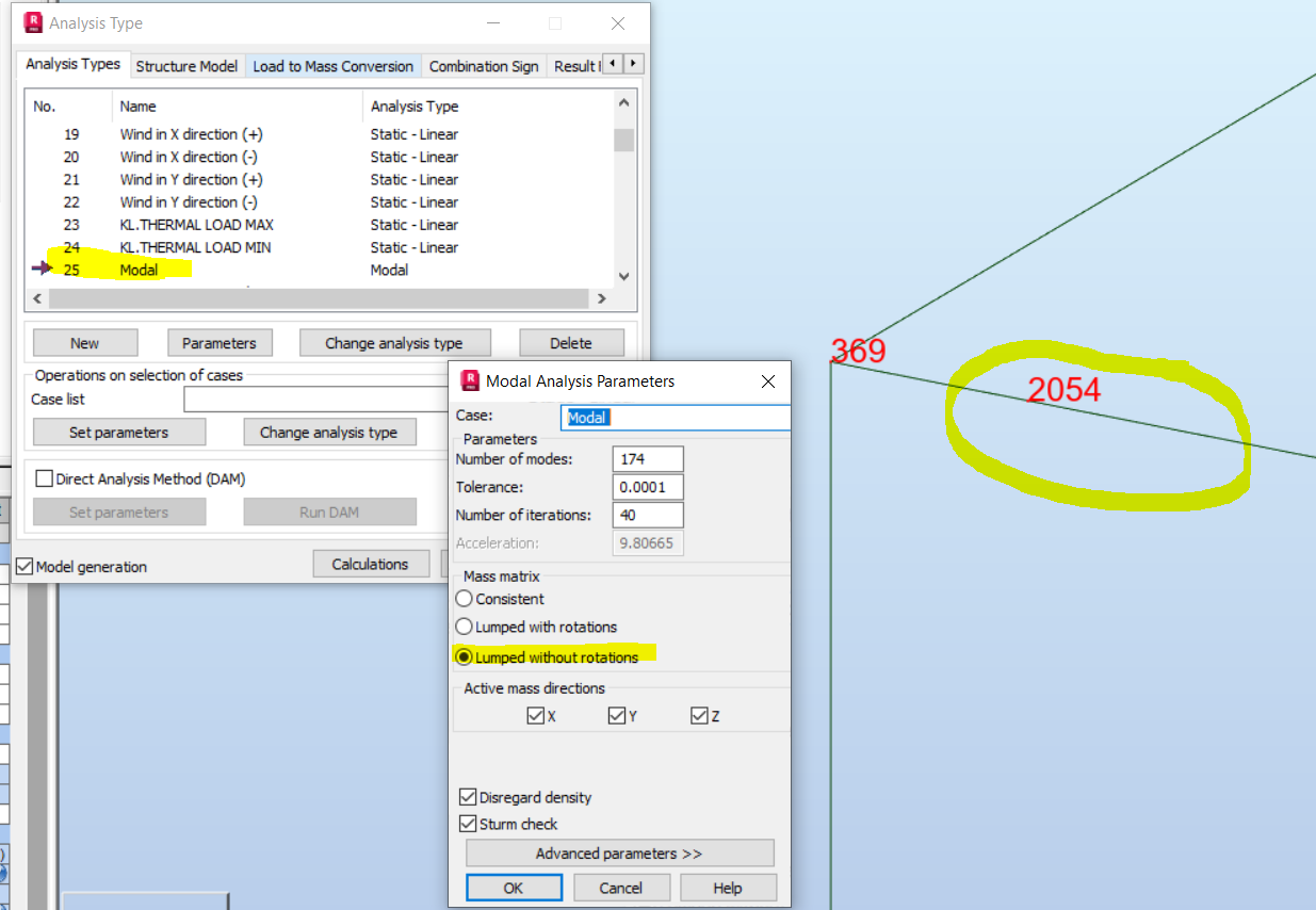 Extensive forces in selected member for seismic analysis in Robot Structural Analysis