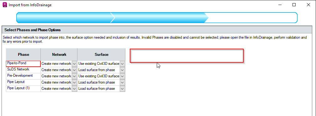 Rainfall and Events do not appear in dialog when importing InfoDrainage ...