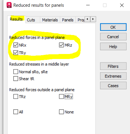 How to obtain reduced forces transferred by panel cut for panels ...