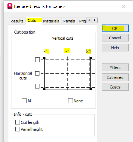 How to obtain reduced forces transferred by panel cut for panels ...