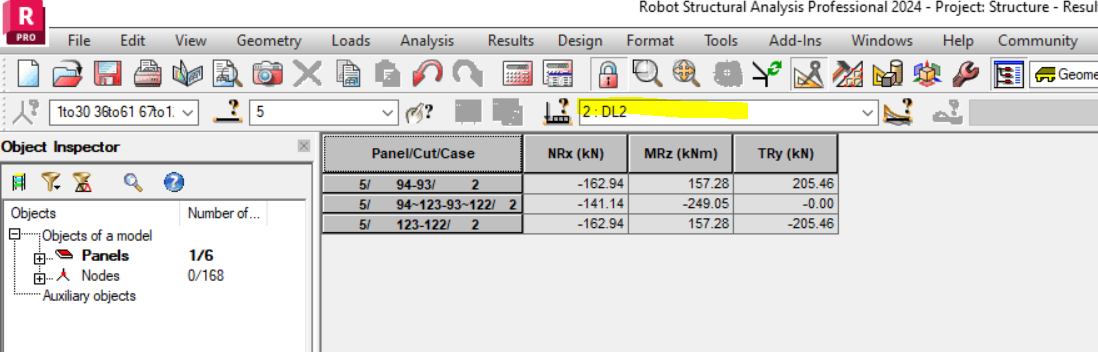 How to obtain reduced forces transferred by panel cut for panels ...