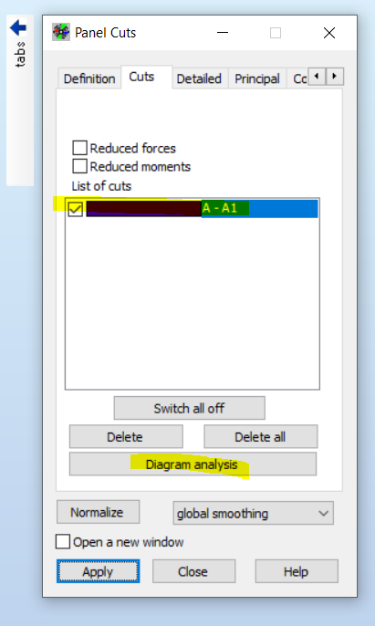 How to obtain reduced forces transferred by panel cut for panels ...