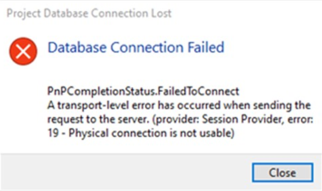 "Project Database Connection Lost" pops up when working with AutoCAD ...