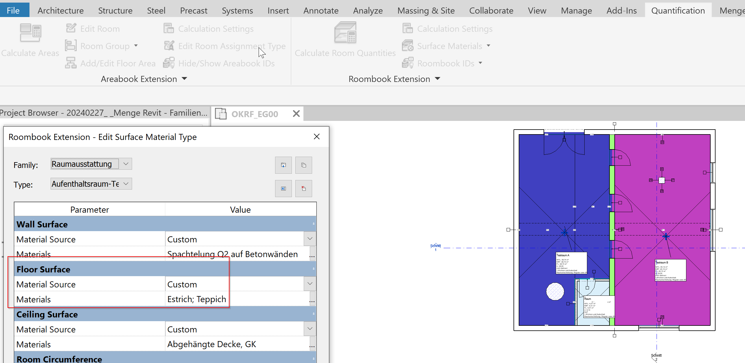 Floor surface material settings are ignored at Roombook calculation in ...
