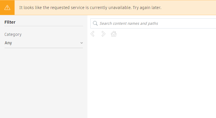 "It looks like the requested service is currently unavailable..." when ...