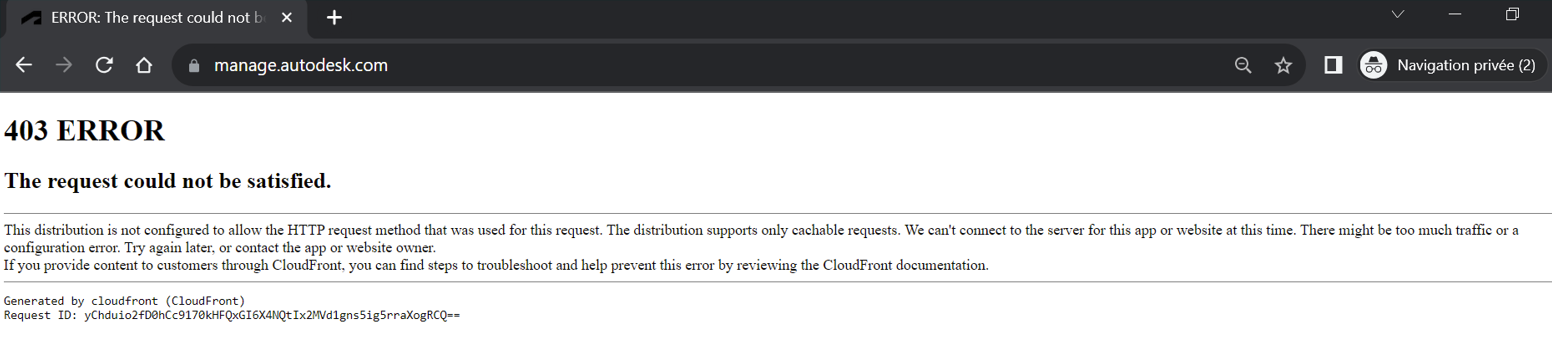 "403 ERROR. The request could not be satisfied" when logging in to Autodesk with Single Sign-On ...