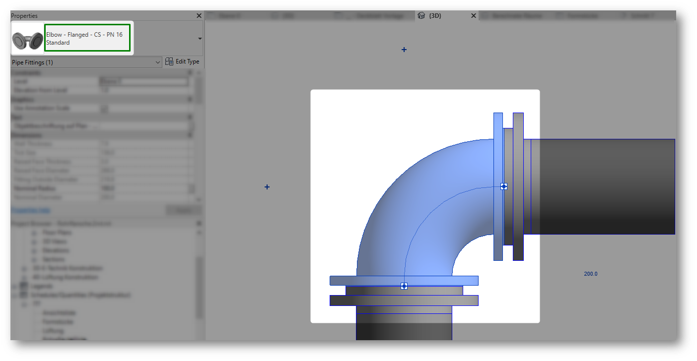 When placing an elbow in Revit within pipeline with flanges only one flange is created on each end
