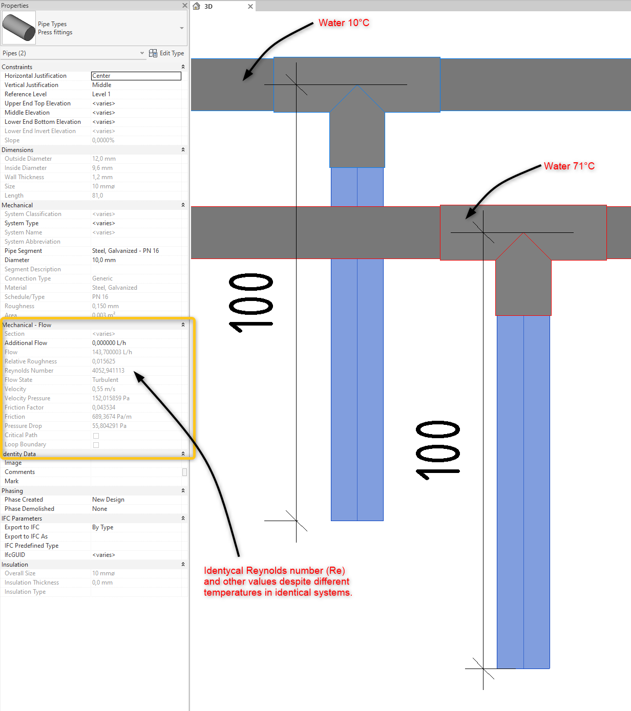 Reynolds number calculation is incorrect in Revit
