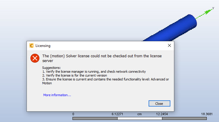 The (motion) Solver license could not be checked out from the license server CFD 2019