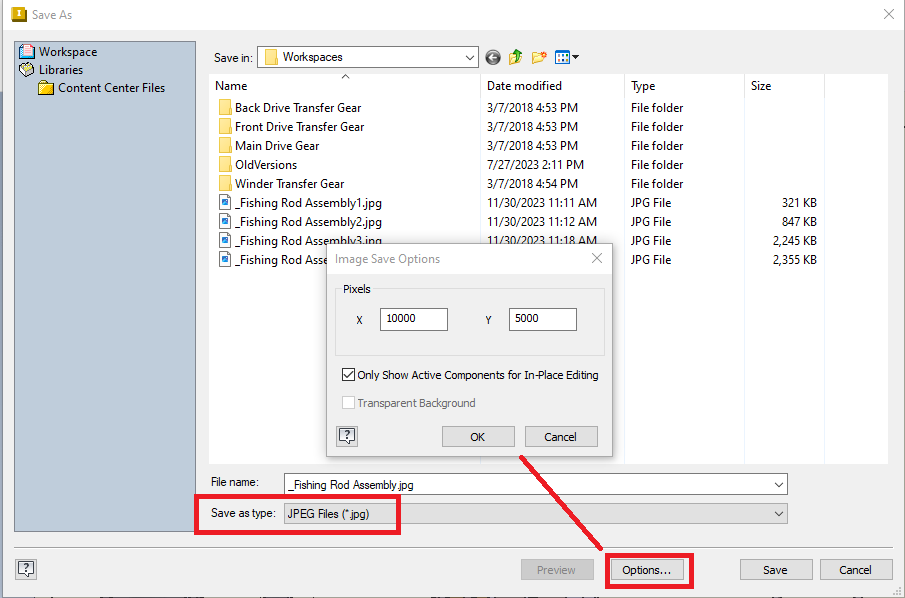 What is the highest resolution for a JPEG in Inventor