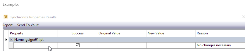 "No Changes necessary" when synchronizing properties in Vault