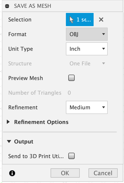 Exporting an OBJ file with an MTL file from Fusion