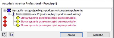 "A cross part association has failed" warning appears without Design Doctor highlighting in QAT ...