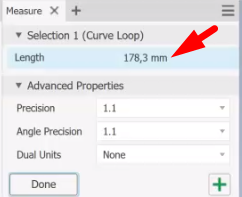 How to create and measure whole sketch loop in Inventor