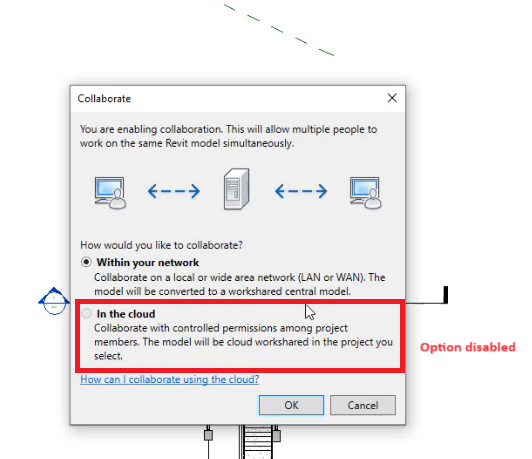 Collaborate in the Cloud option is grayed out in Revit