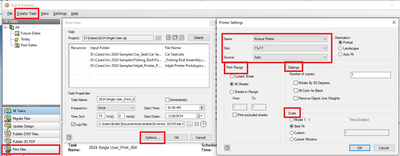 How to plot multi-sheets and multipule files in Inventor