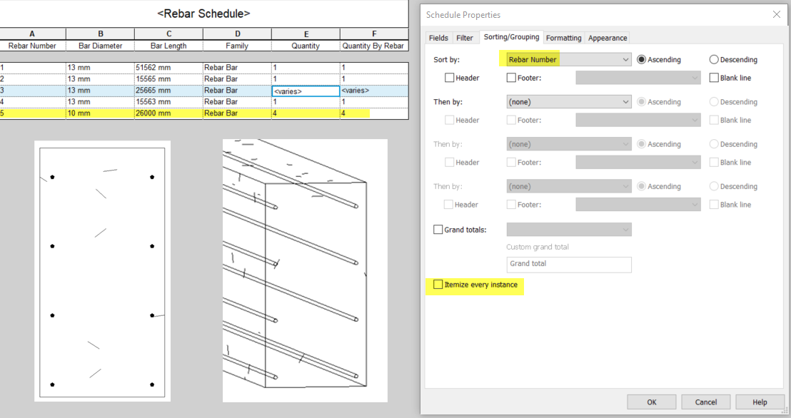 Rebar Schedule does not reflect the correct quantity of rebars in Revit