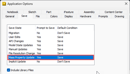 Assembly with model states does not cache mass properties in Inventor