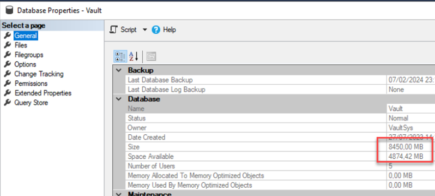 Is there a way to remove available empty space in a Vault database?