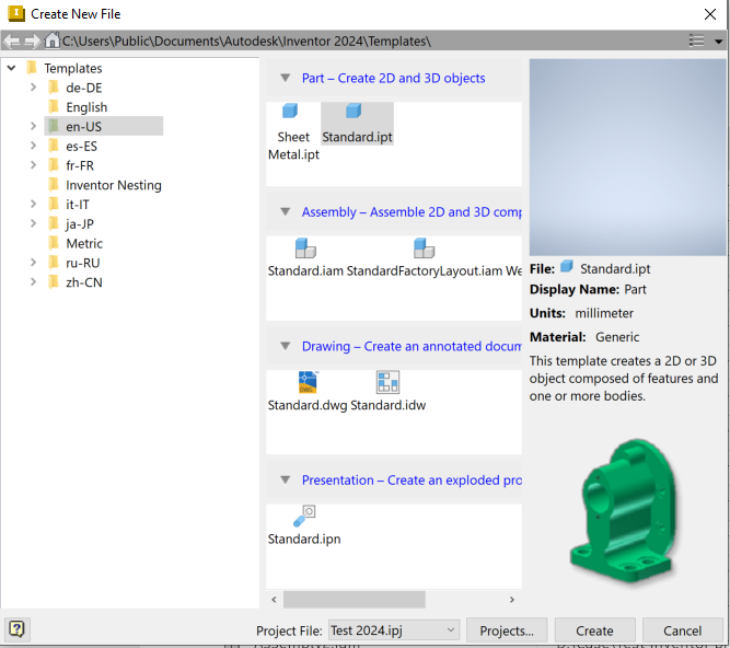 New Inventor file creates sometimes in centimeters sometimes in ...
