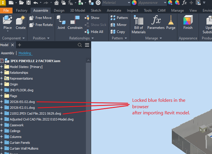 Blue folders/categories in a Revit file imported into Inventor can't be ...