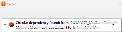 "Circular Dependency Found" error message in Fusion