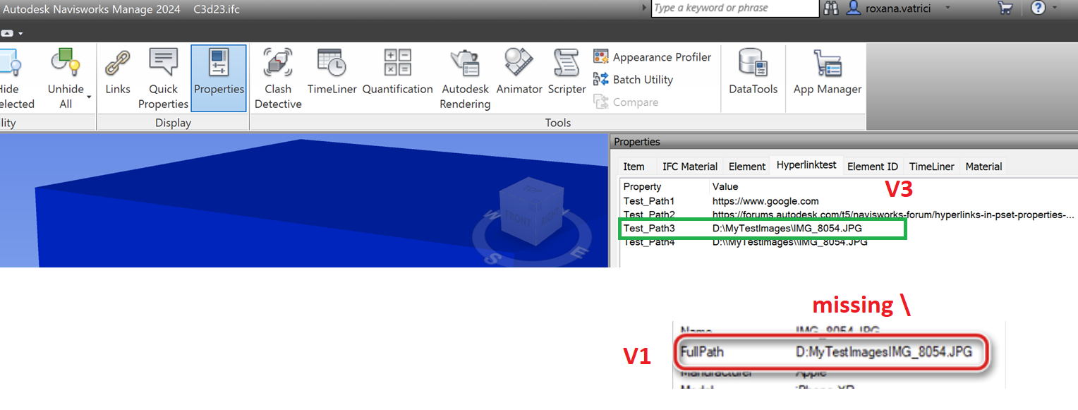 IFC files have incorrect hyperlink path in Navisworks