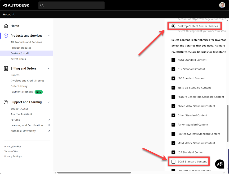 How to install the GOST (Russian) Desktop Content Library in Inventor