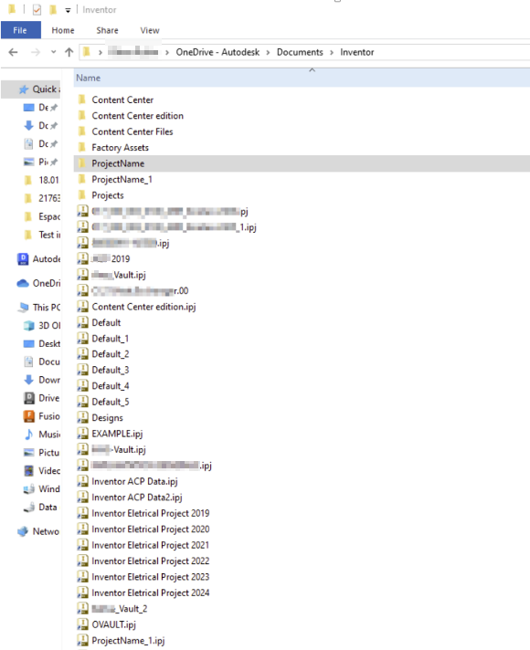 After restarting Inventor all Project files are missing despite Default