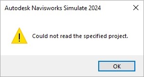 "Could not read the specified project." when adding Asta file in Navisworks