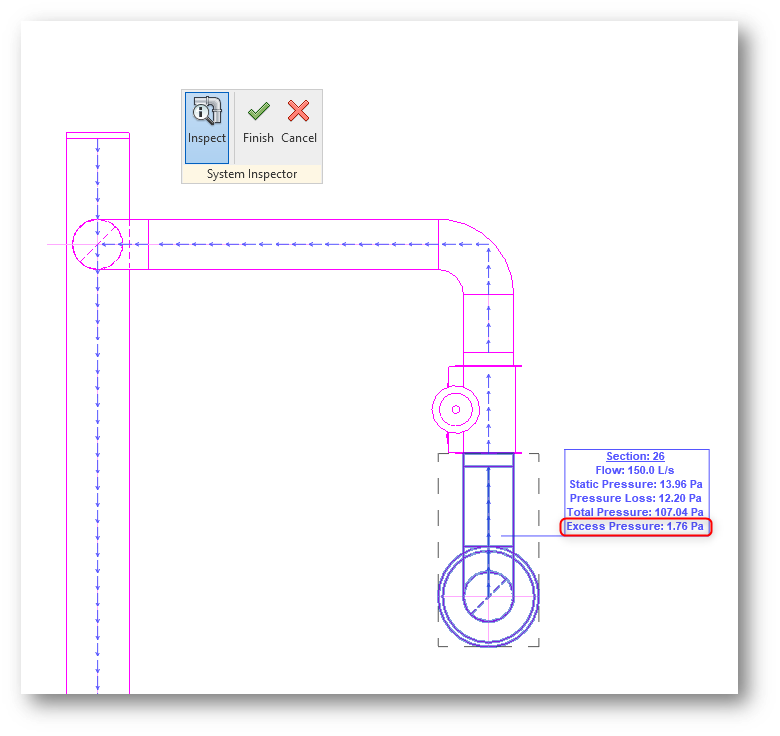 Meaning of excess pressure in system inspector for pressure loss ...