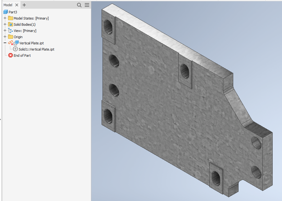 No features to edit in Inventor part file.